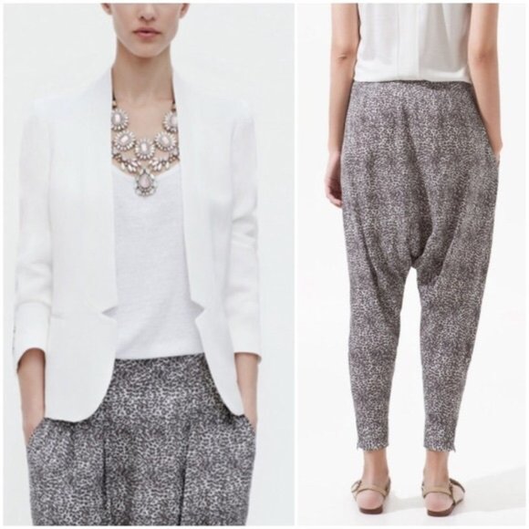 Zara | Pants & Jumpsuits | Zara Basic Animal Print Harem Trouser Pants ...
